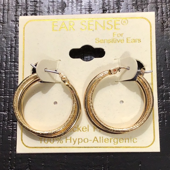 Ear Sense | Jewelry | Nwt Ear Sense Gold Tone Double Hoop Earrings ...